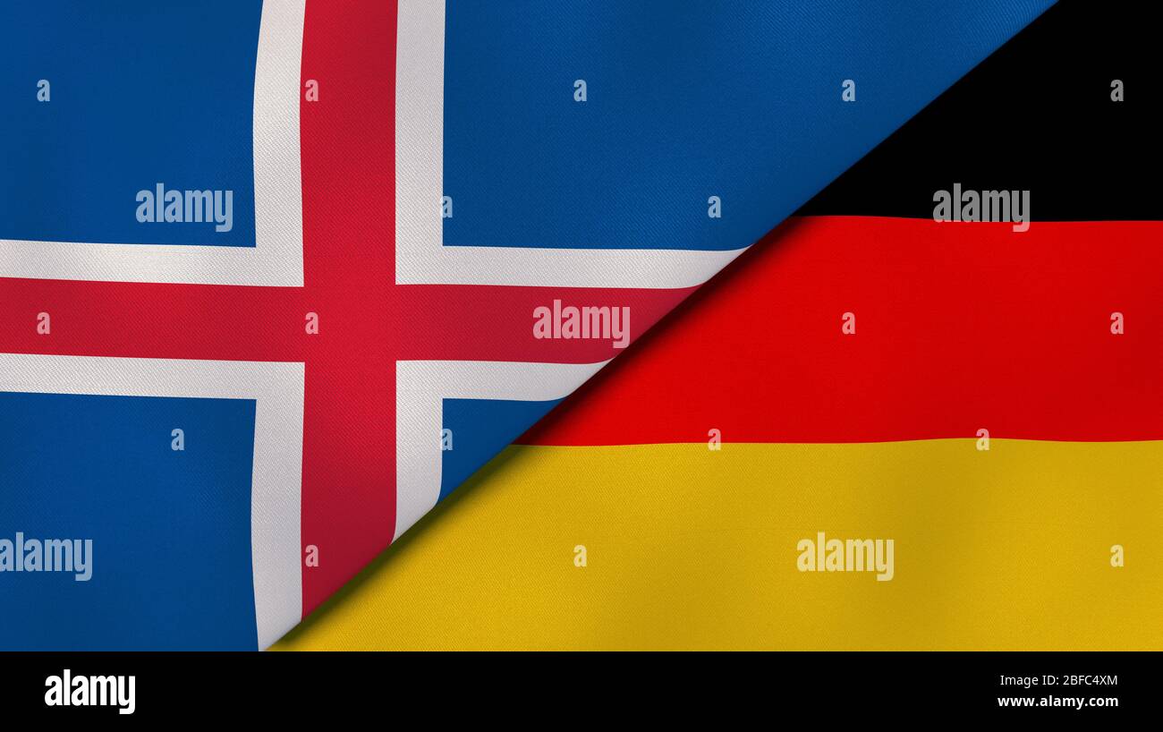 Two states flags of Iceland and Germany. High quality business ...