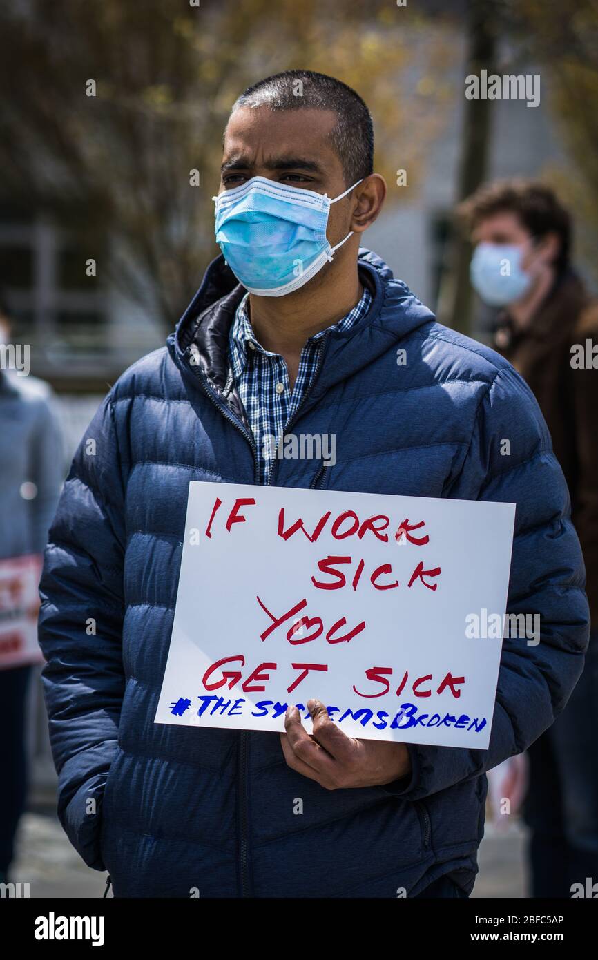 NYC hospital nurses protest new policy changes to sick time off Stock ...