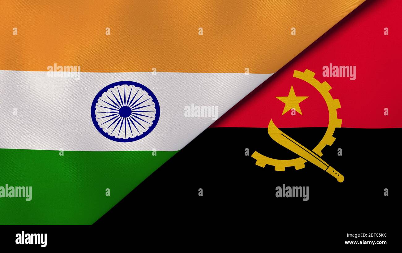 Two states flags of India and Angola. High quality business background ...
