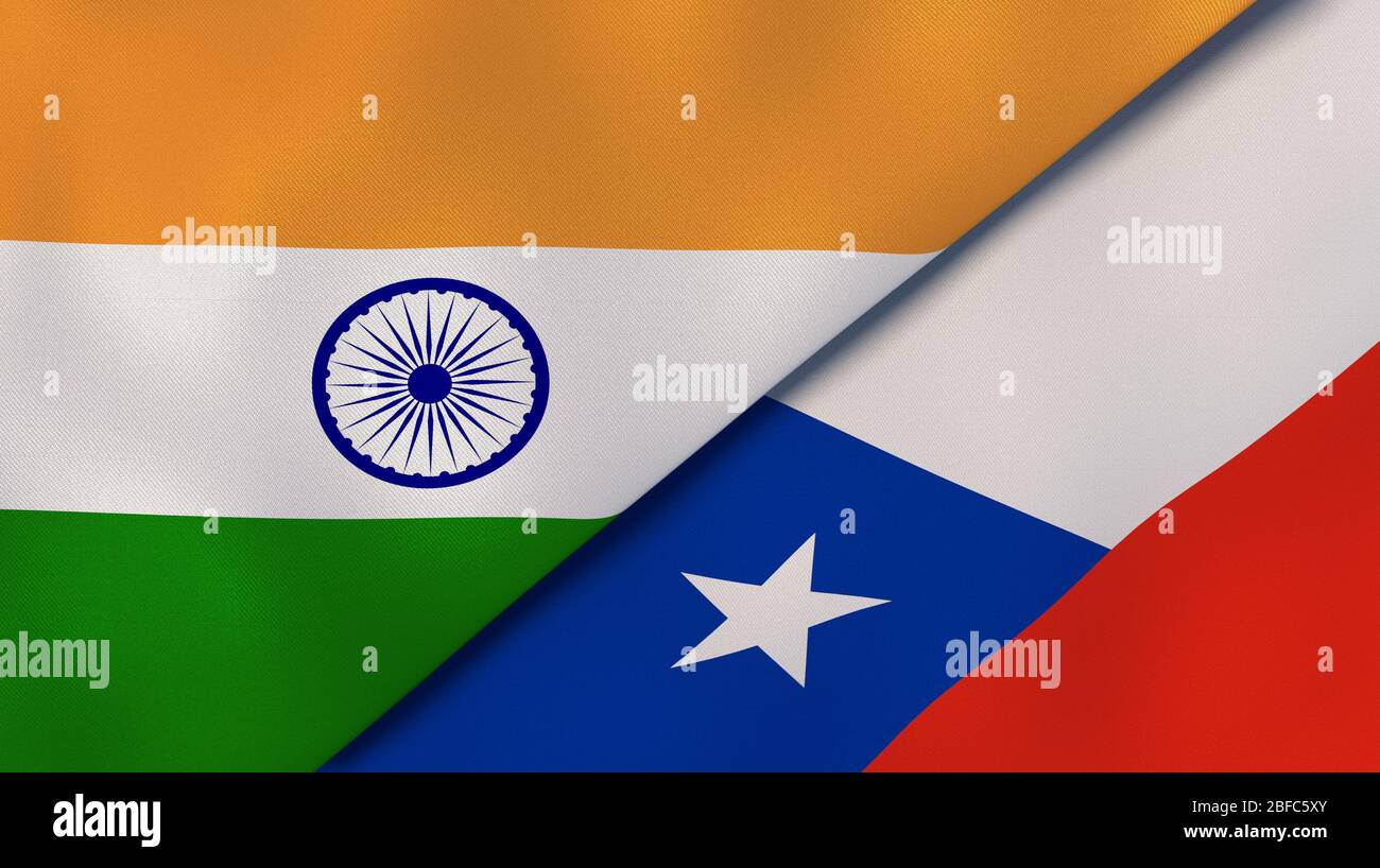 Two states flags of India and Chile. High quality business background ...