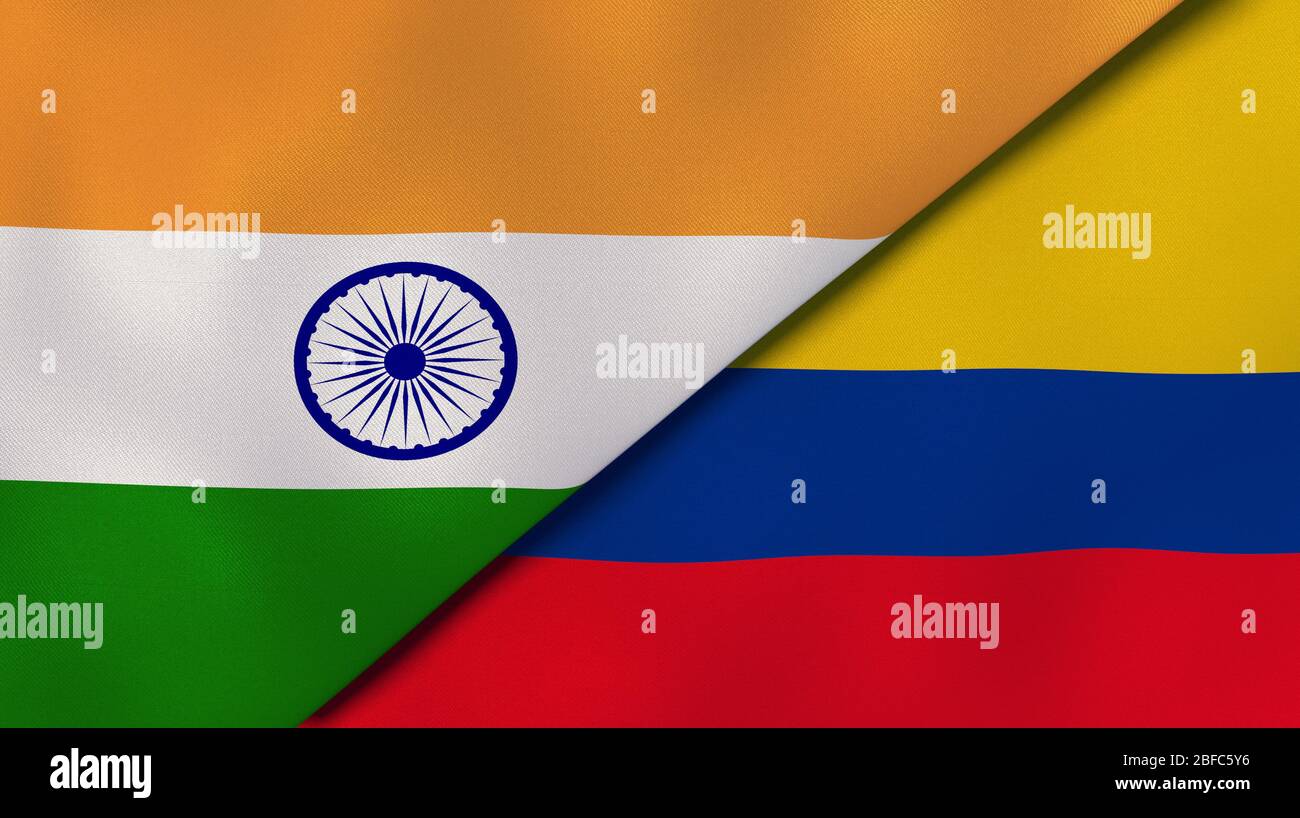 Two states flags of India and Colombia. High quality business ...