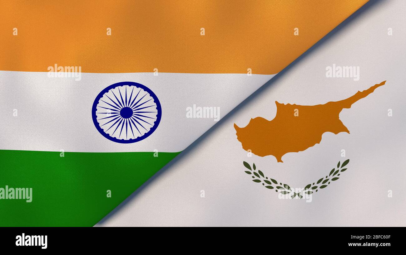 Two states flags of India and Cyprus. High quality business background ...