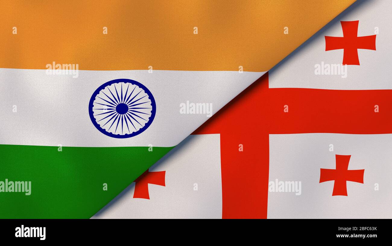 Two states flags of India and Georgia. High quality business background ...