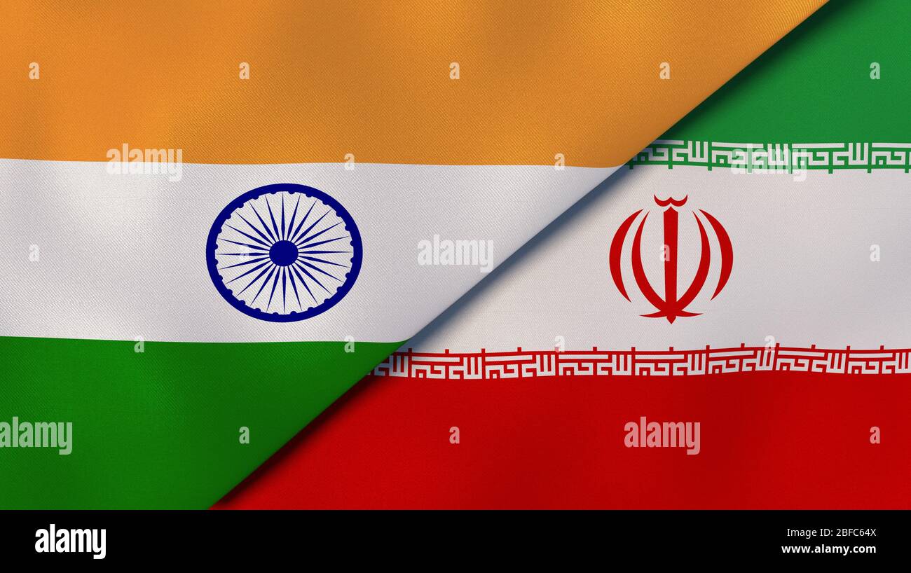 Two states flags of India and Iran. High quality business background ...