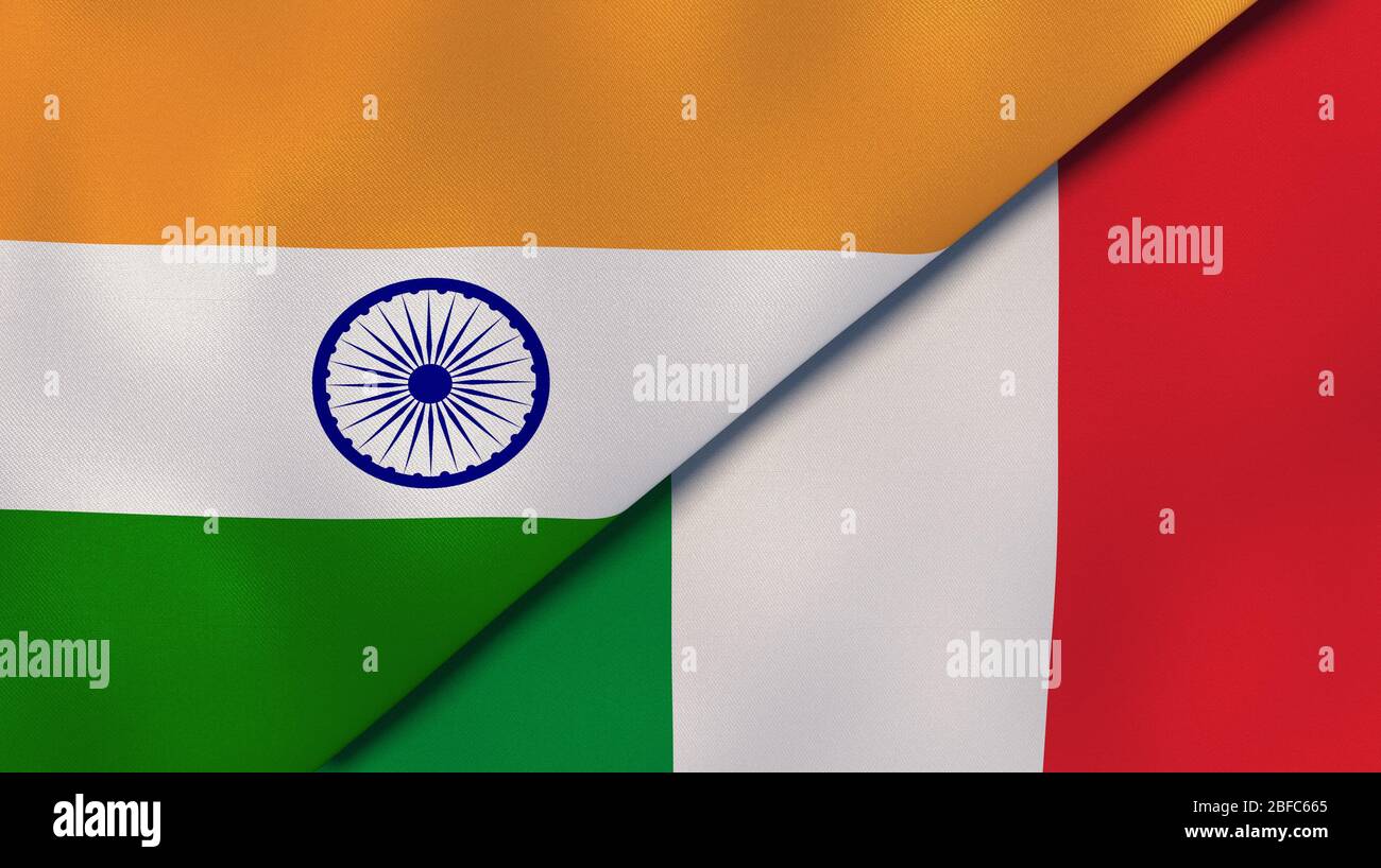 Two states flags of India and Italy. High quality business background ...