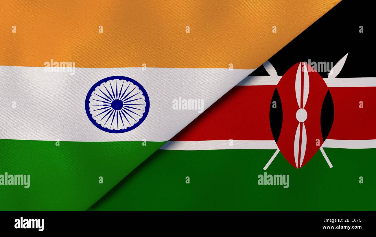 Two states flags of India and Kenya. High quality business background ...