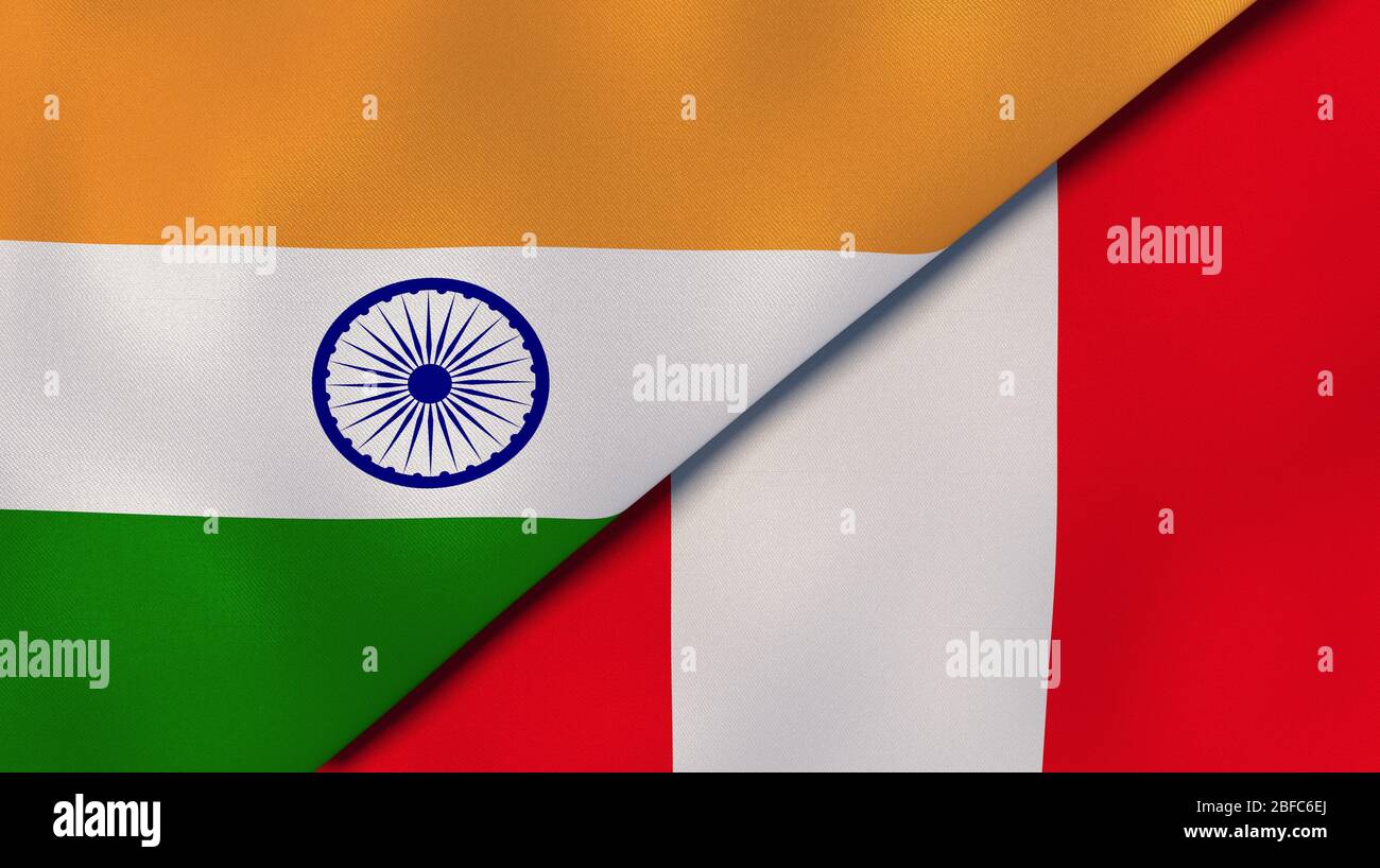 Two states flags of India and Peru. High quality business background ...