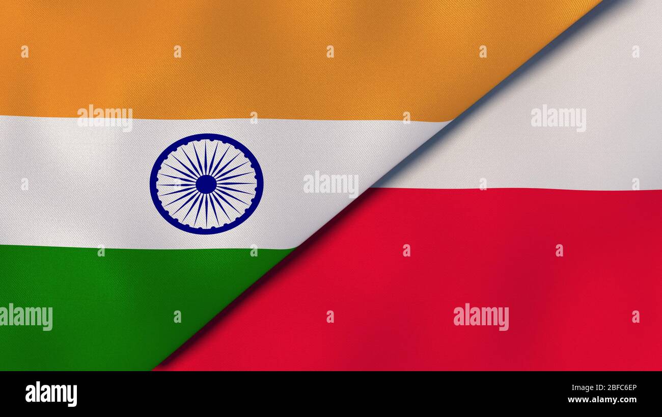 Two states flags of India and Poland. High quality business background ...