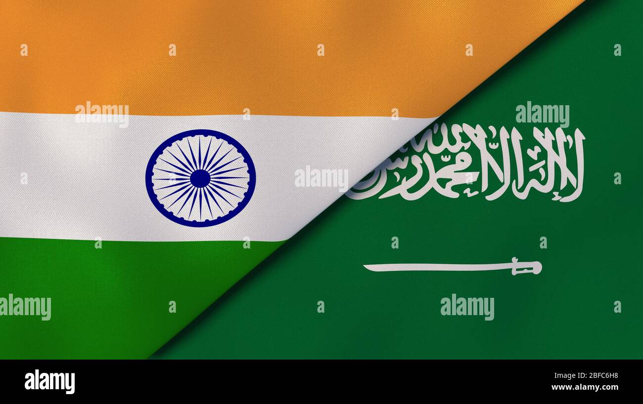 Two states flags of India and Saudi Arabia. High quality business ...
