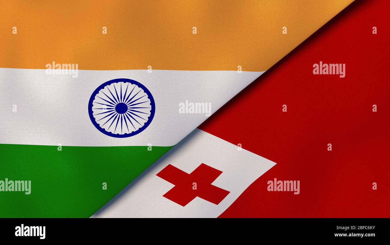 Two states flags of India and Tonga. High quality business background ...