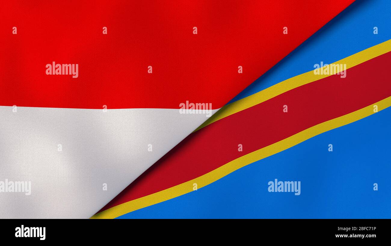 Two states flags of Indonesia and DR Congo. High quality business ...