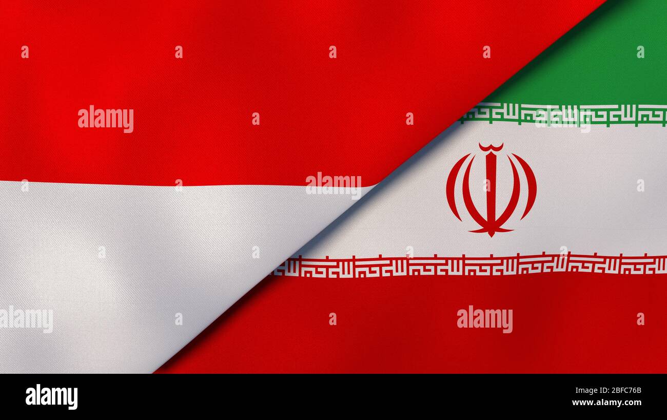 Two states flags of Indonesia and Iran. High quality business ...