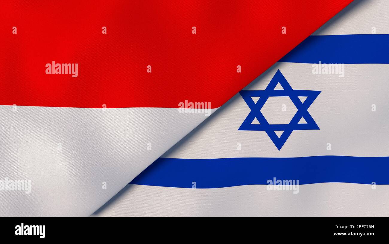 Two states flags of Indonesia and Israel. High quality business ...