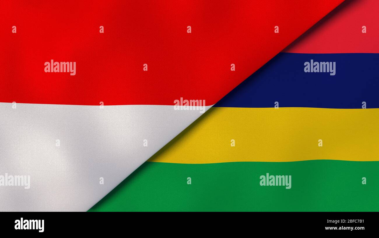 Two states flags of Indonesia and Mauritius. High quality business ...
