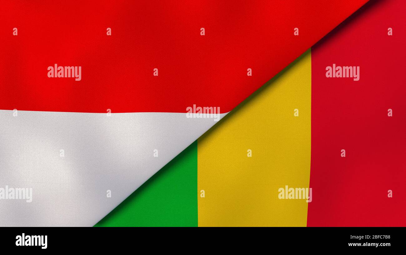 Two states flags of Indonesia and Mali. High quality business ...
