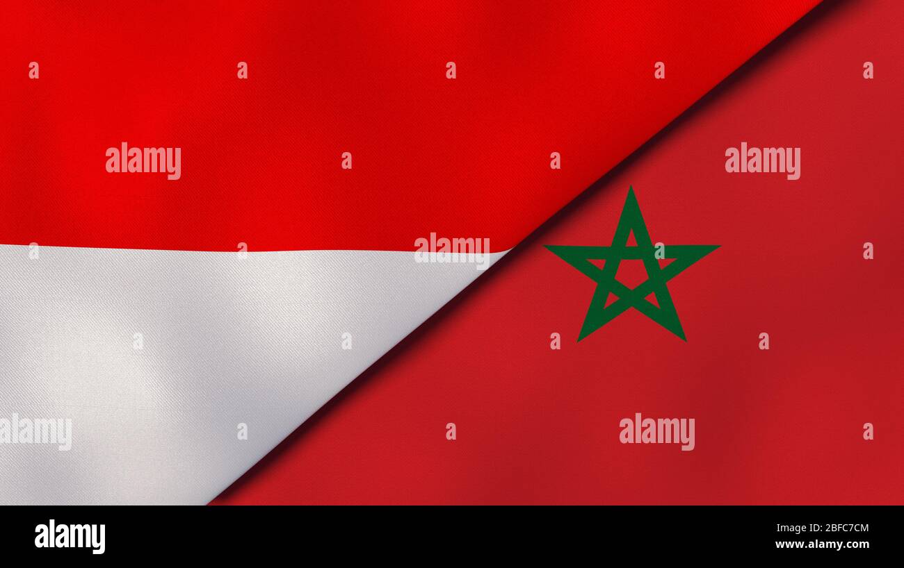 Two states flags of Indonesia and Morocco. High quality business ...