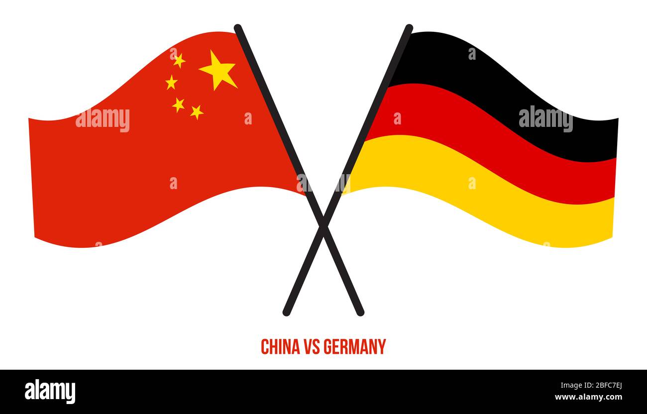 China and Germany Flags Crossed And Waving Flat Style. Official ...