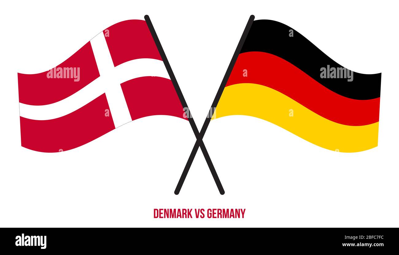 Denmark and Germany Flags Crossed And Waving Flat Style. Official ...