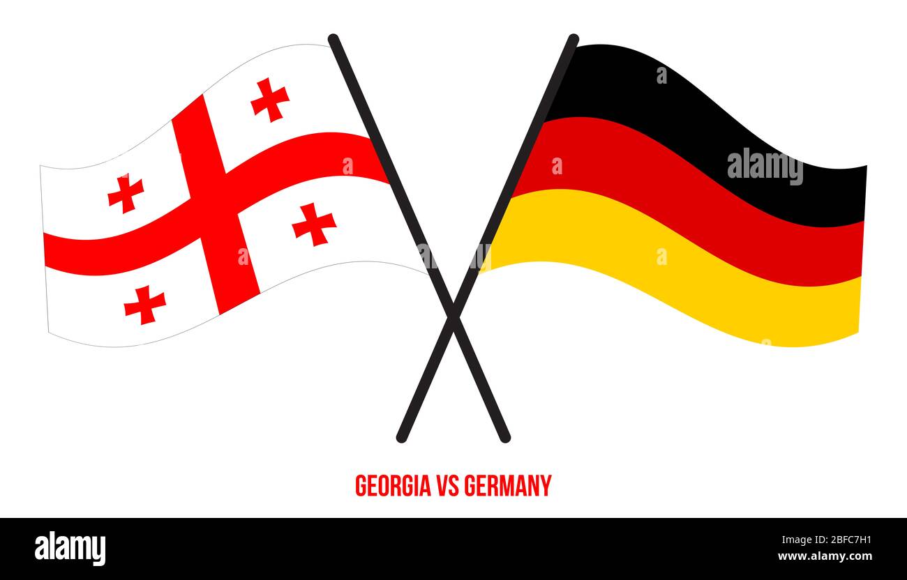 Georgia and Germany Flags Crossed And Waving Flat Style. Official ...