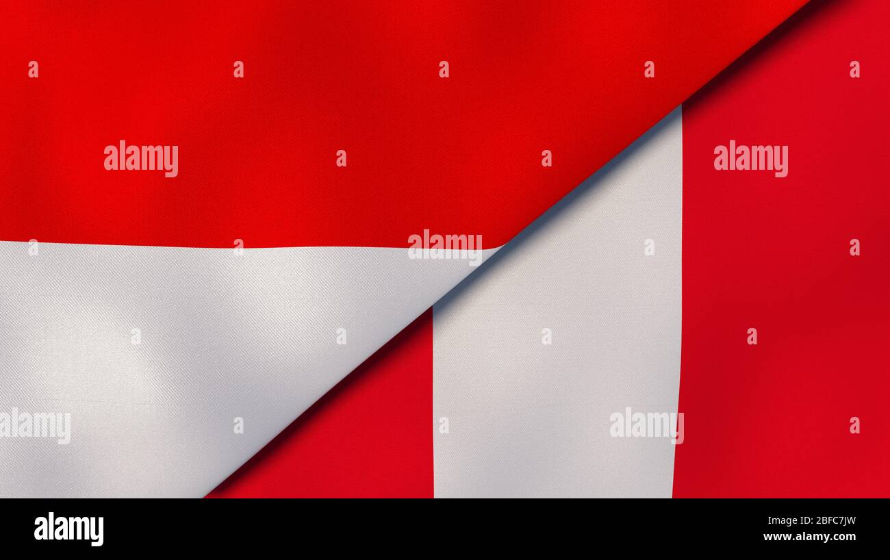 Two states flags of Indonesia and Peru. High quality business ...