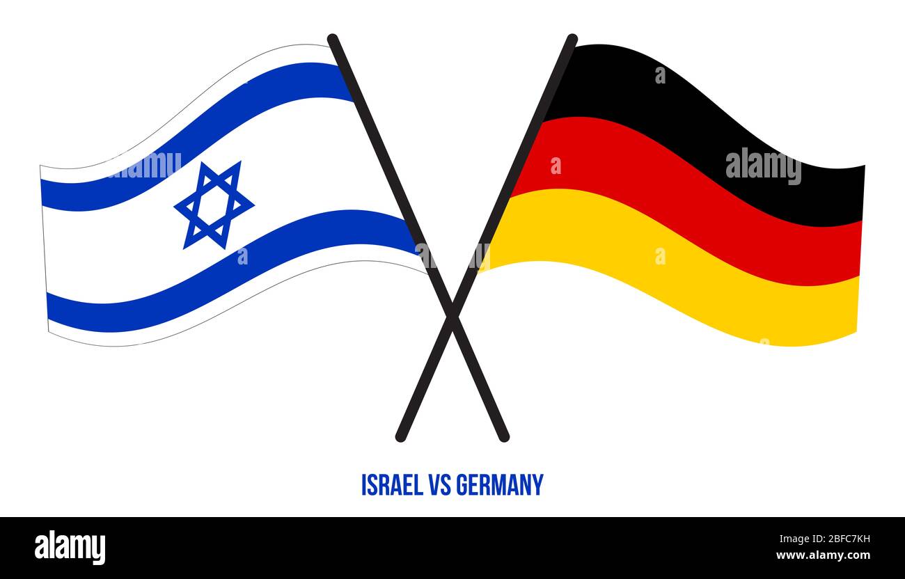Israel and Germany Flags Crossed And Waving Flat Style. Official ...