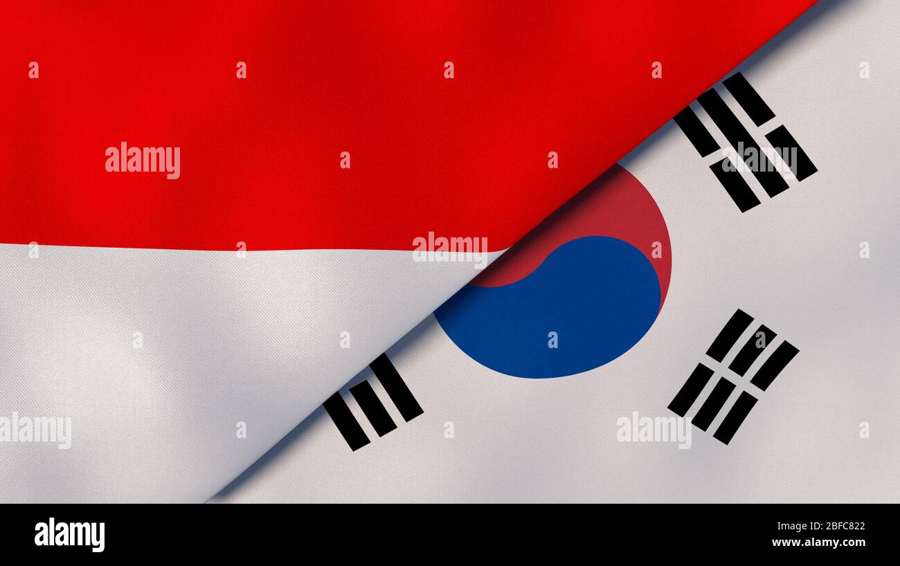 Two states flags of Indonesia and South Korea. High quality business ...