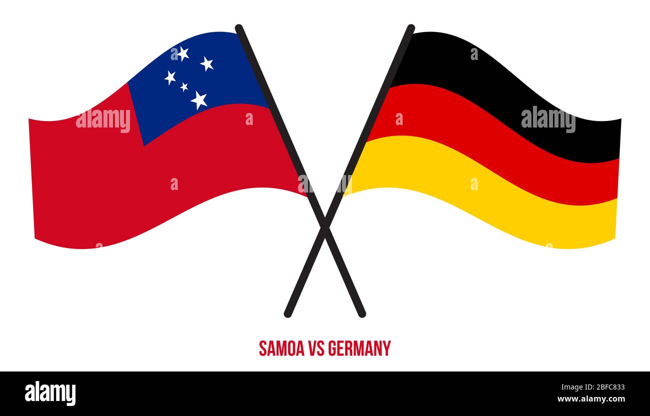 Samoa and Germany Flags Crossed And Waving Flat Style. Official ...