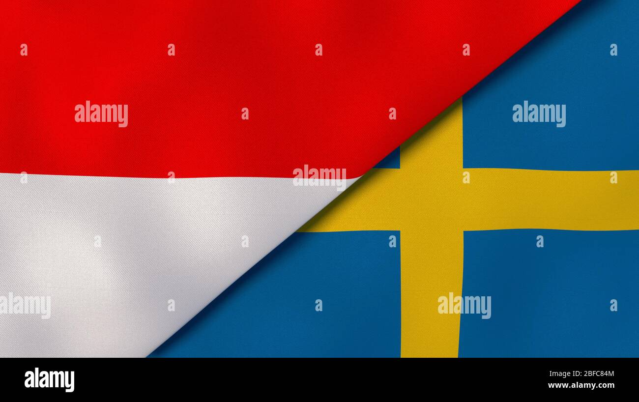 Two states flags of Indonesia and Sweden. High quality business ...