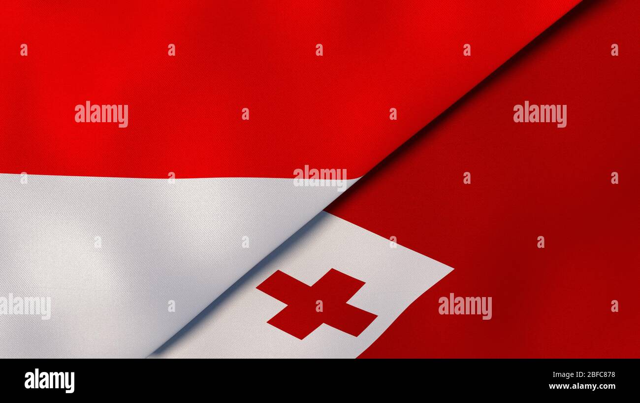Two states flags of Indonesia and Tonga. High quality business ...