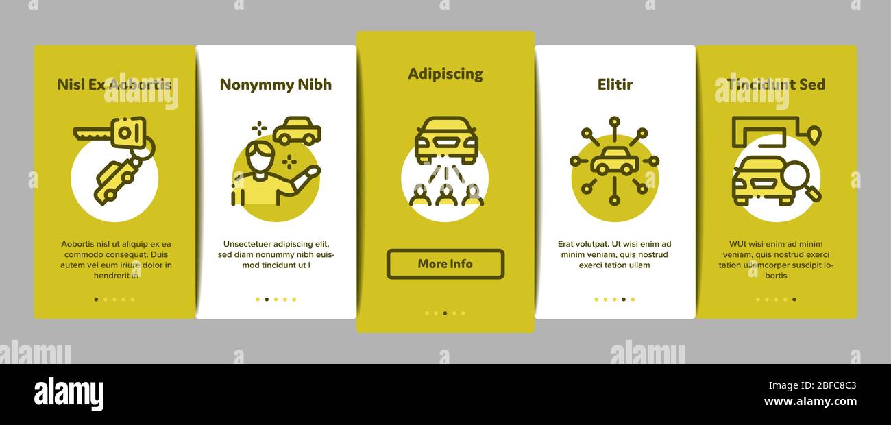 Car Sharing Business Onboarding Elements Icons Set Vector Stock Vector ...