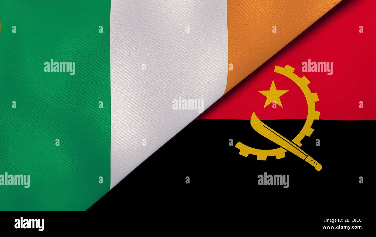 Two states flags of Ireland and Angola. High quality business ...