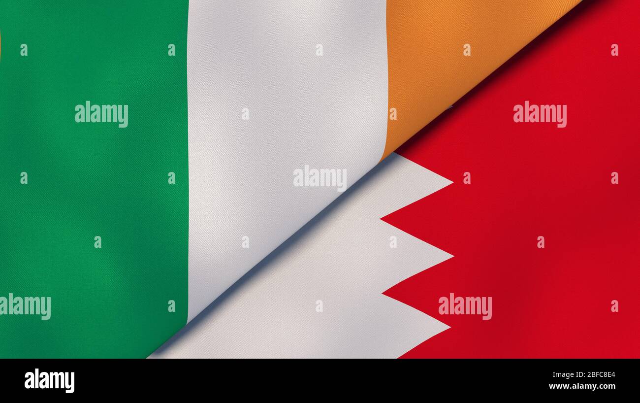 Two states flags of Ireland and Bahrain. High quality business ...