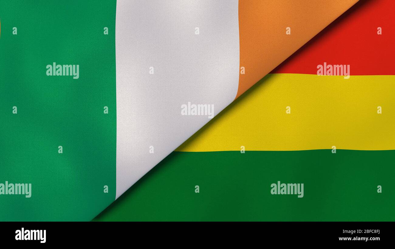 Two states flags of Ireland and Bolivia. High quality business ...
