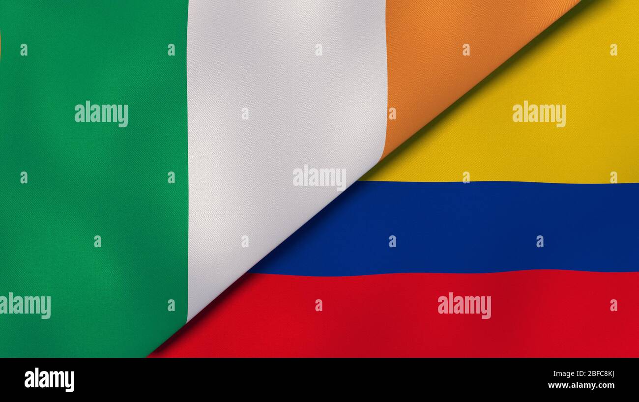 Two states flags of Ireland and Colombia. High quality business ...