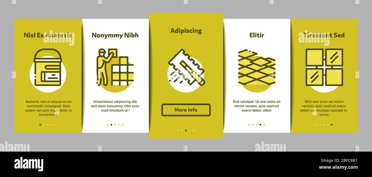 Tiler Work Equipment Onboarding Elements Icons Set Vector Stock Vector ...