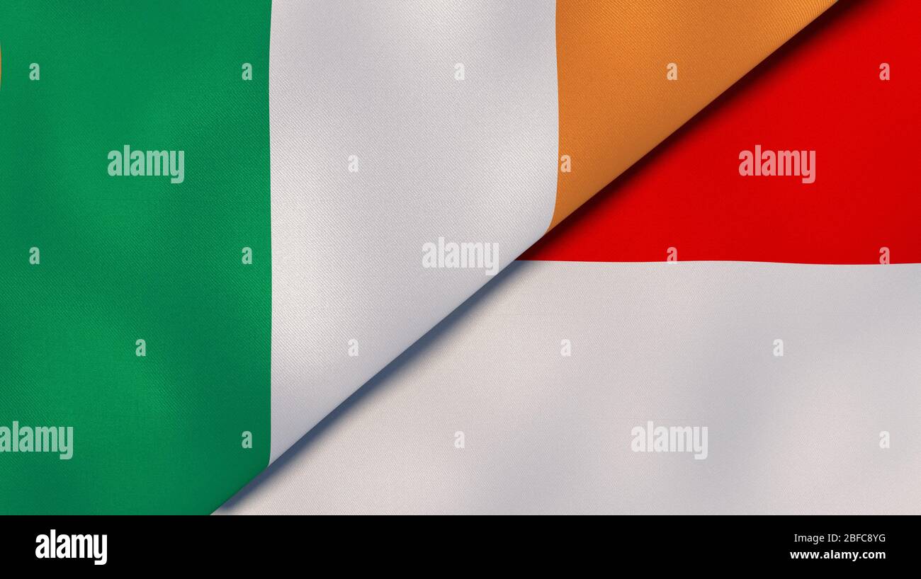 Two states flags of Ireland and Indonesia. High quality business ...