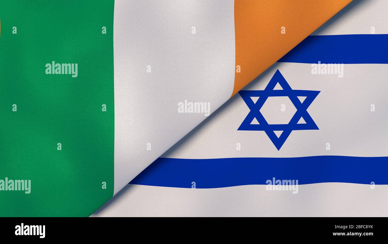 Two states flags of Ireland and Israel. High quality business ...