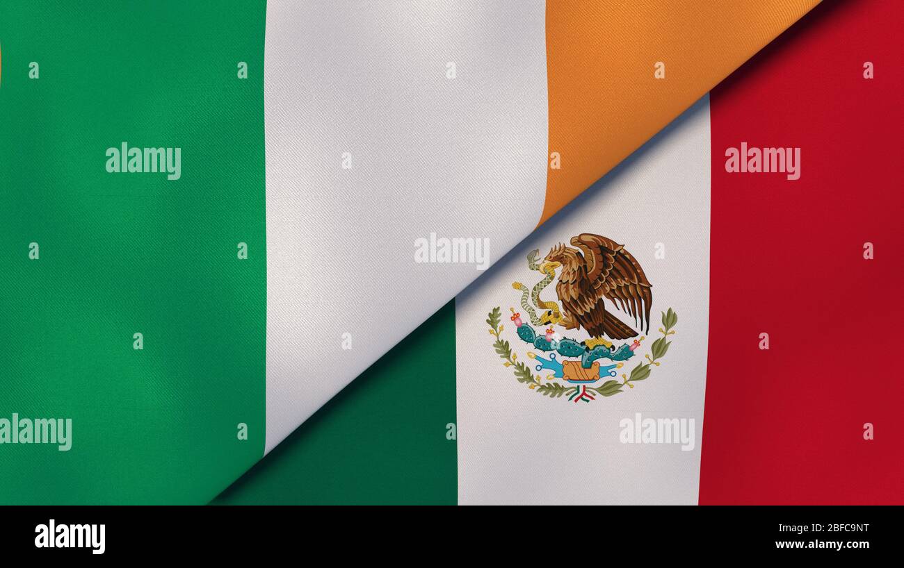 Two states flags of Ireland and Mexico. High quality business ...
