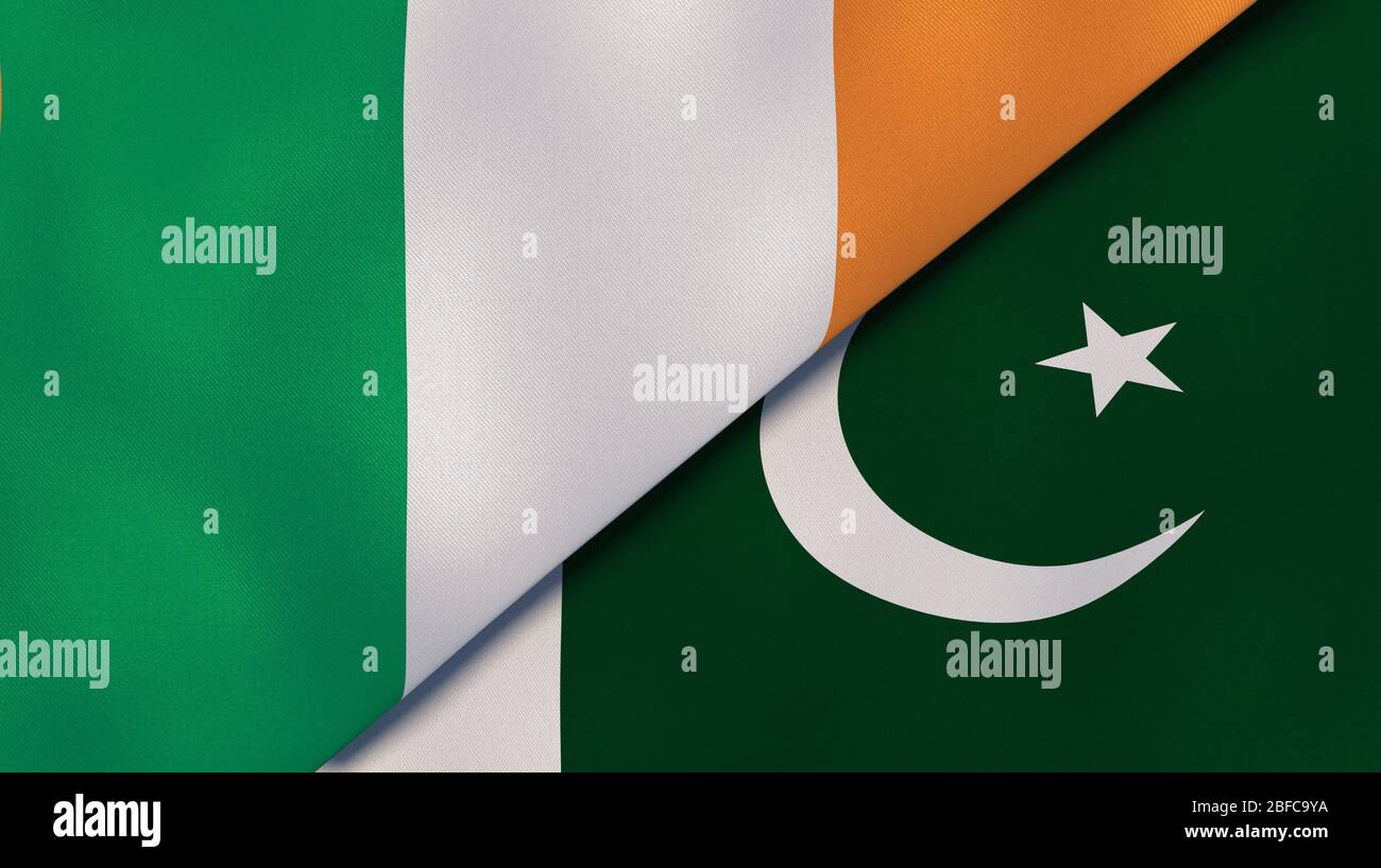 Two states flags of Ireland and Pakistan. High quality business ...