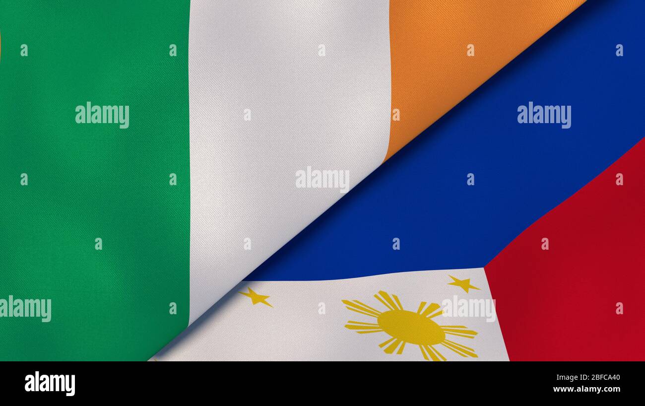 Two states flags of Ireland and Philippines. High quality business ...