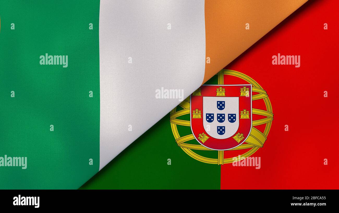 Two states flags of Ireland and Portugal. High quality business ...