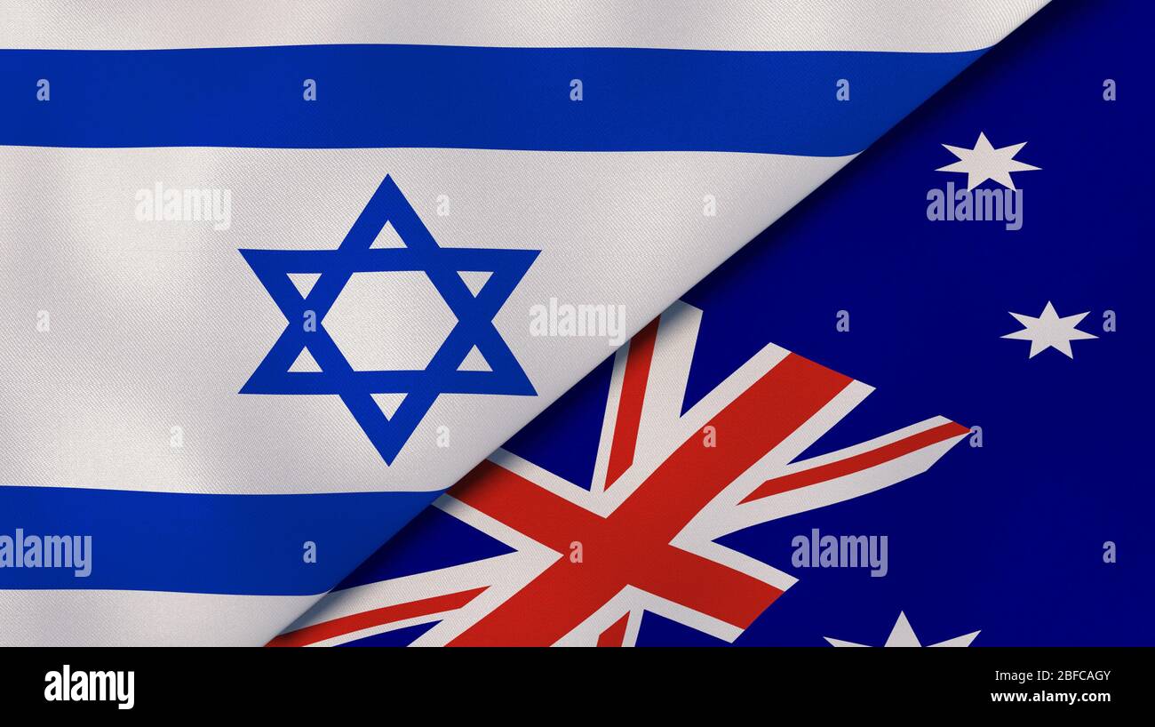 Two states flags of Israel and Australia. High quality business ...