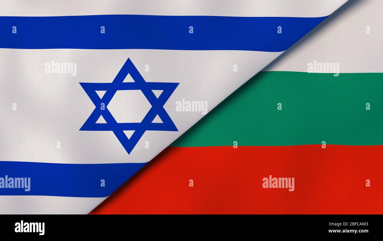 Two states flags of Israel and Bulgaria. High quality business ...
