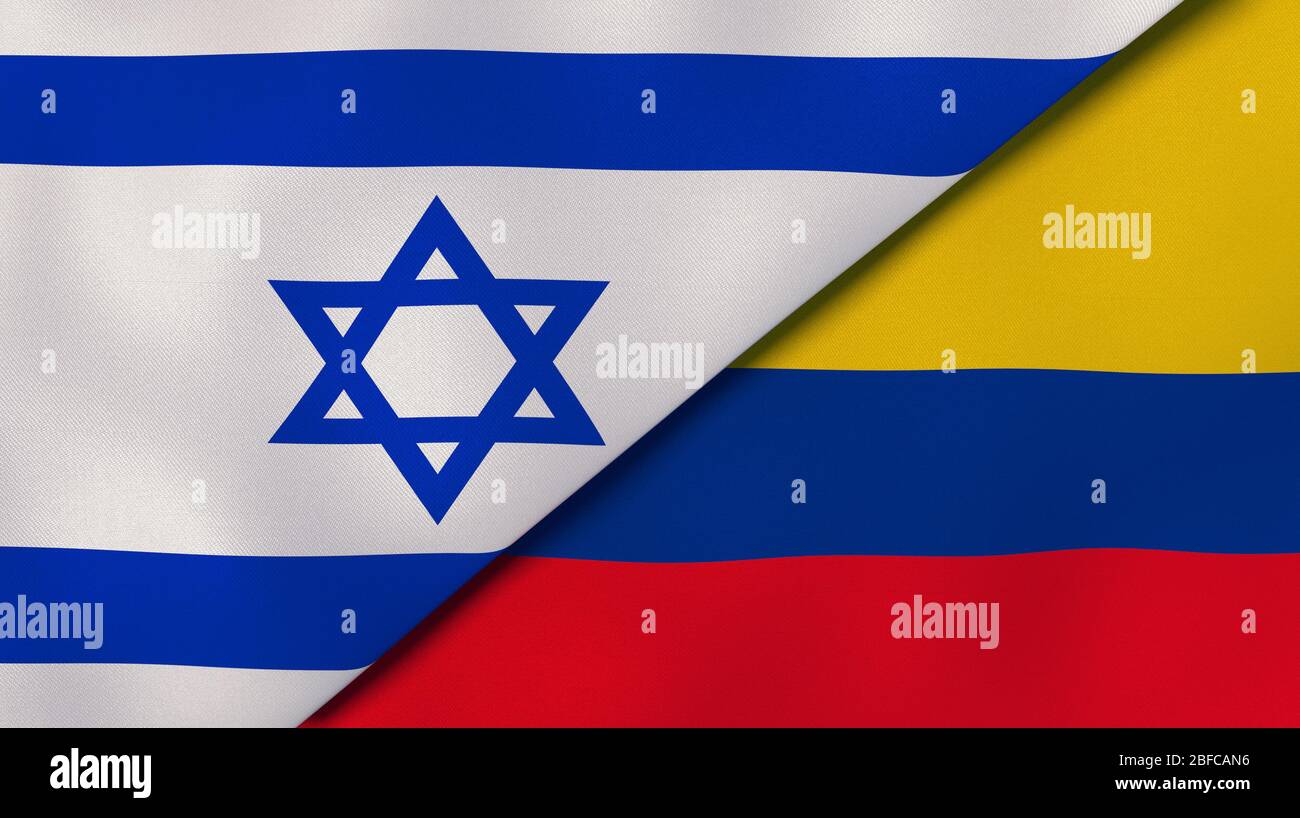 Two states flags of Israel and Colombia. High quality business ...