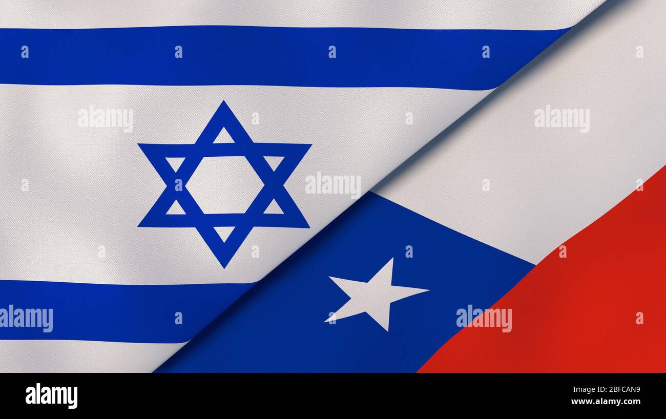 Two states flags of Israel and Chile. High quality business background ...