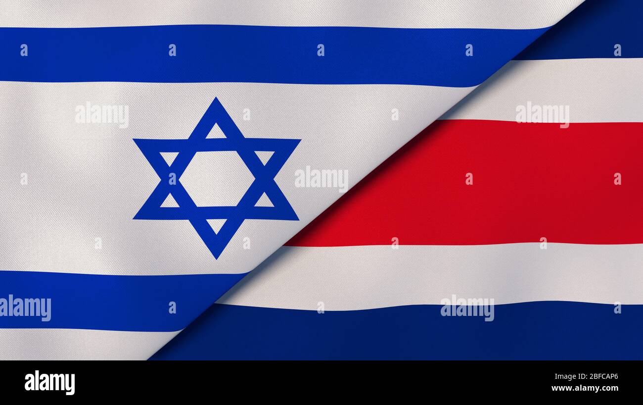 Two states flags of Israel and Costa Rica. High quality business ...