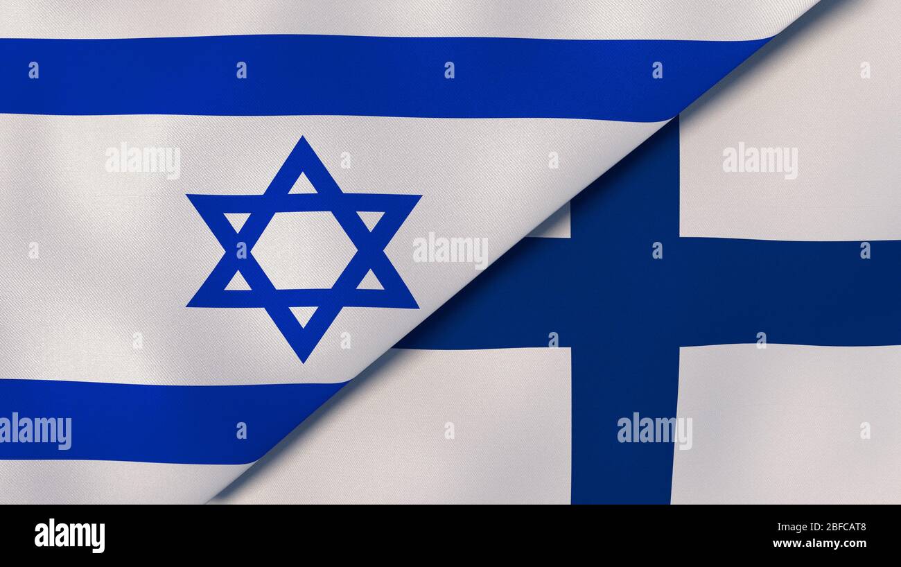 Two states flags of Israel and Finland. High quality business ...