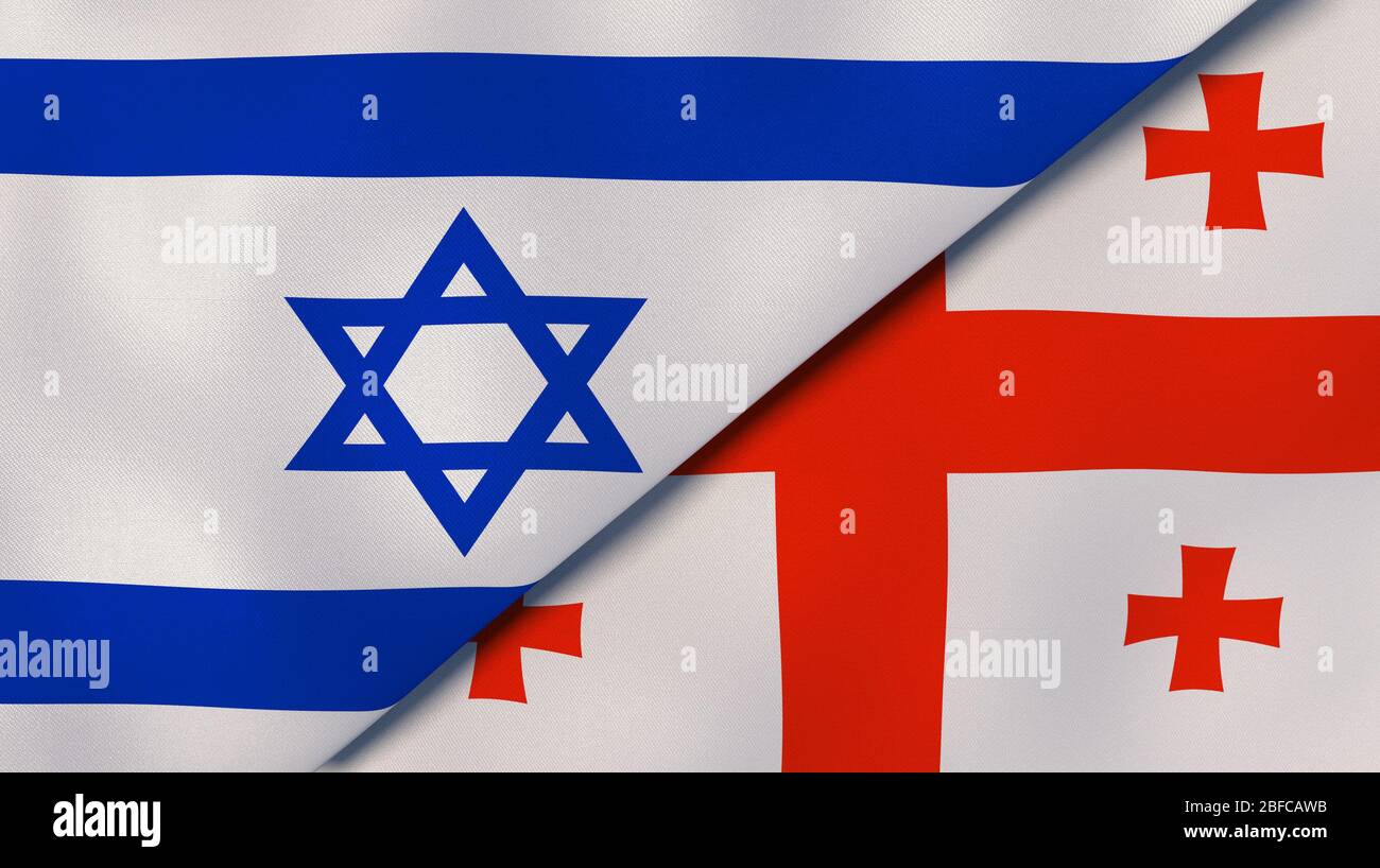 Two states flags of Israel and Georgia. High quality business ...