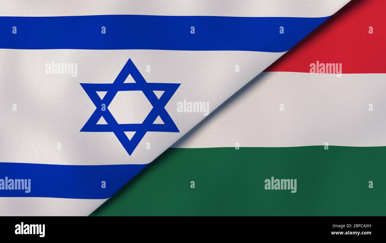 Two states flags of Israel and Hungary. High quality business ...