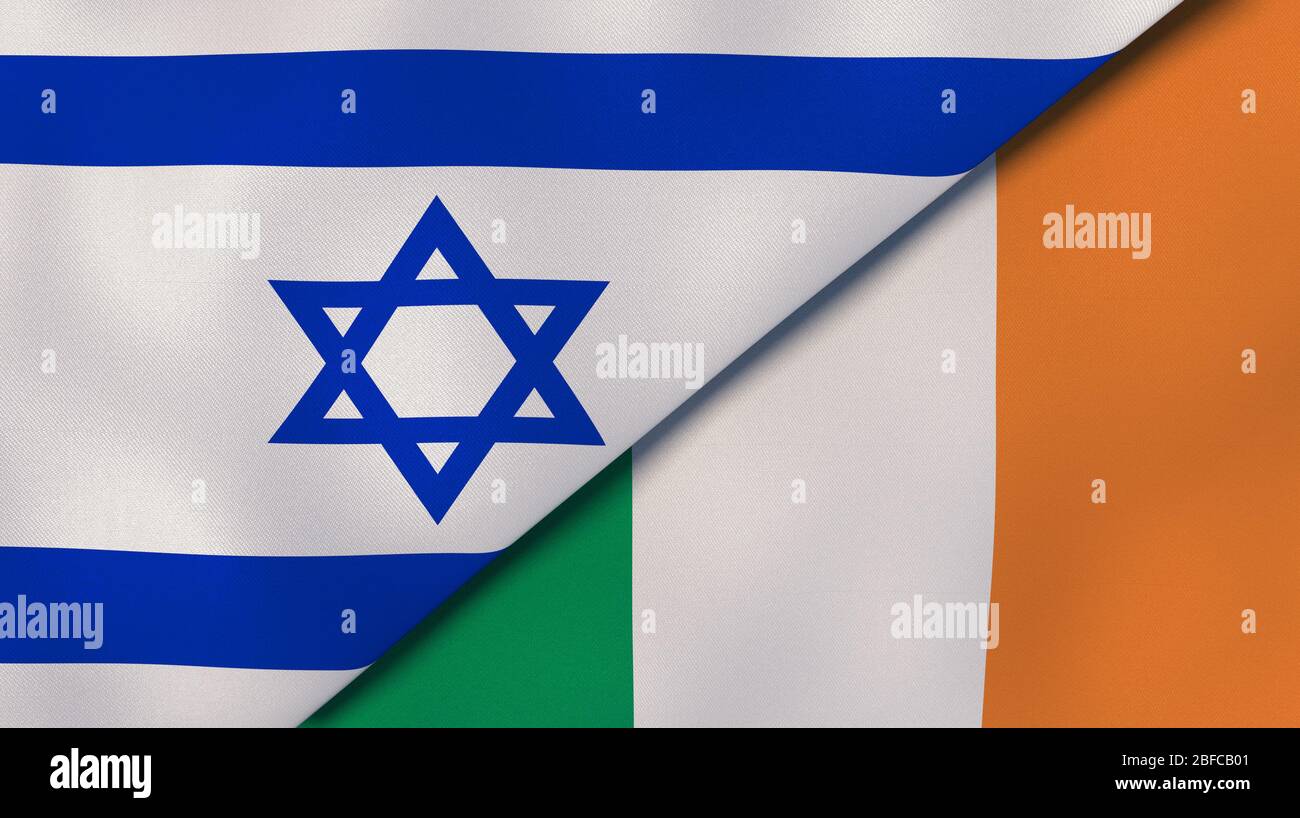 Two states flags of Israel and Ireland. High quality business ...